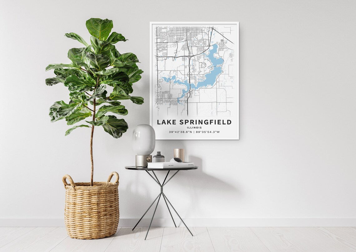 Printable Map of Lake Springfield Illinois United States - Etsy
