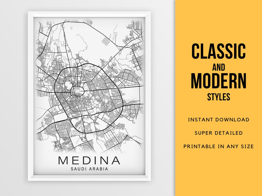 Printable Map of Medina Saudi Arabia Instant Download - Etsy