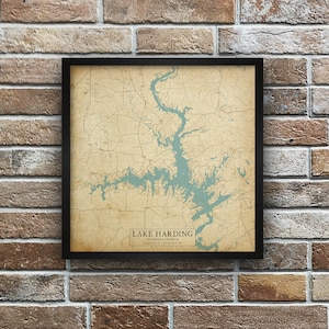 Vintage Style Map of Lake Harding, Georgia - Alabama, USA With City ...