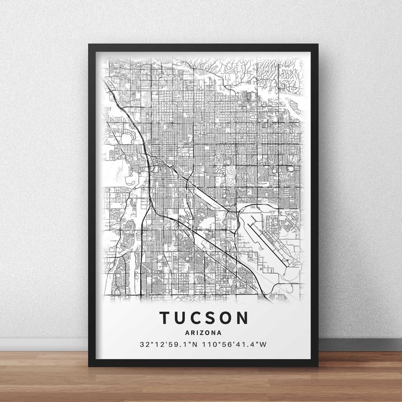 Printable Map of Tucson, Arizona, USA With Street Names - Instant ...