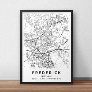 Printable Map of Frederick, Maryland, USA With Street Names - Instant ...