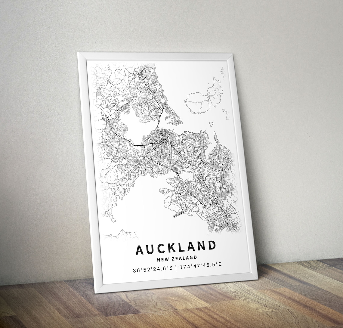 Printable Map of Auckland New Zealand City With Street Names - Etsy