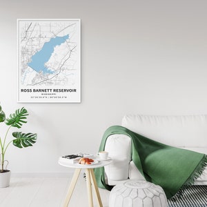 Printable Map of Ross Barnett Reservoir, Mississippi, US - Instant ...