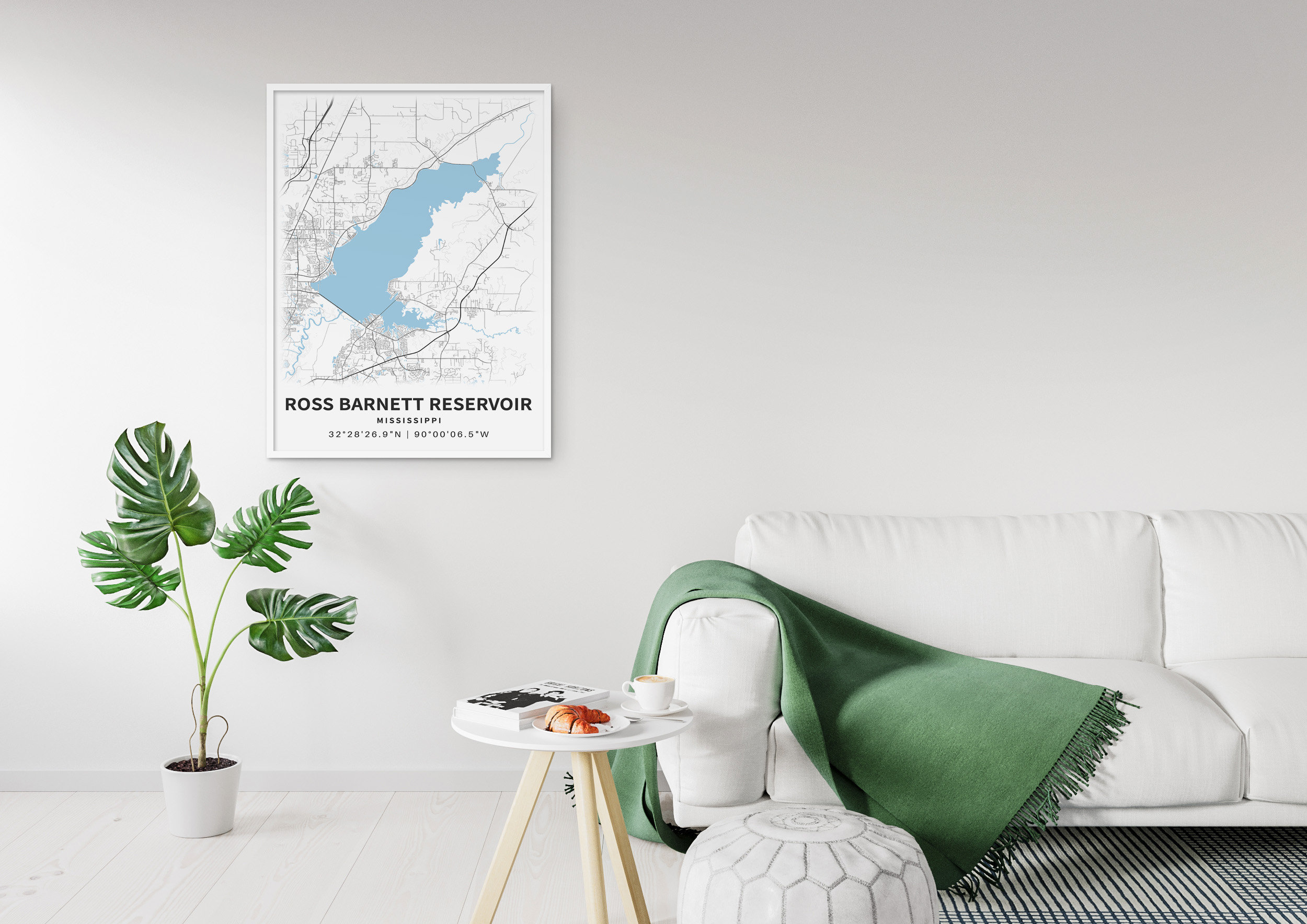 Printable Map of Ross Barnett Reservoir Mississippi United - Etsy
