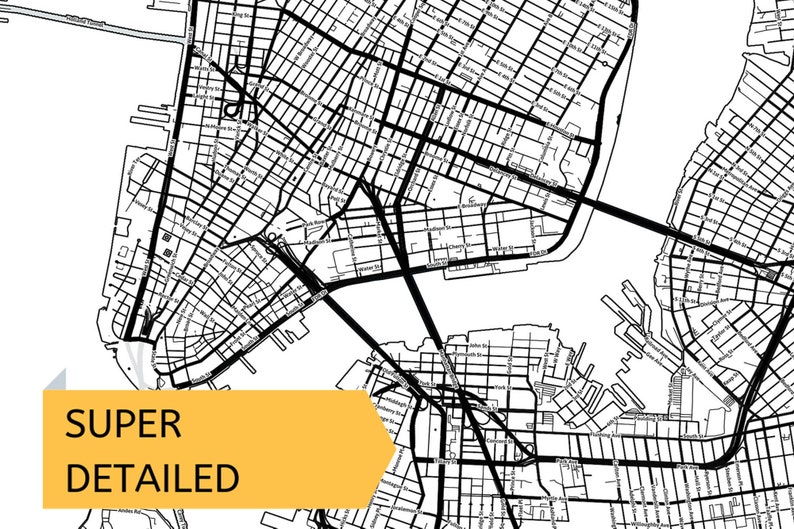 Printable Map of Manhattan, New York City, USA With Street Names ...