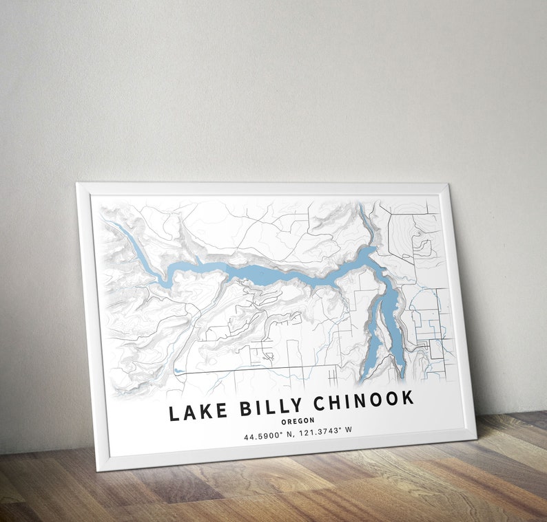 Printable Map of Lake Billy Chinook Oregon United States | Etsy Hong Kong