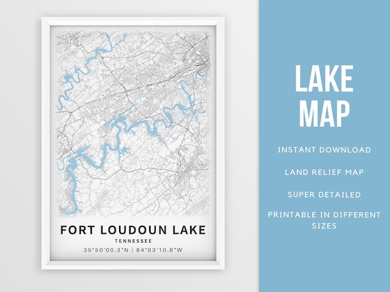 Printable Map Fort Loudoun Lake Tennessee United States | Etsy