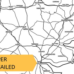 Printable Map of Denmark With City Names and Roads - Instant Download ...