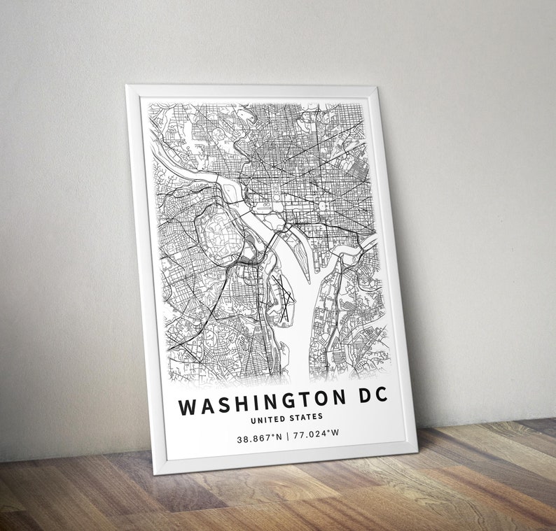 Printable Map of Washington DC, USA With Street Names - Instant ...