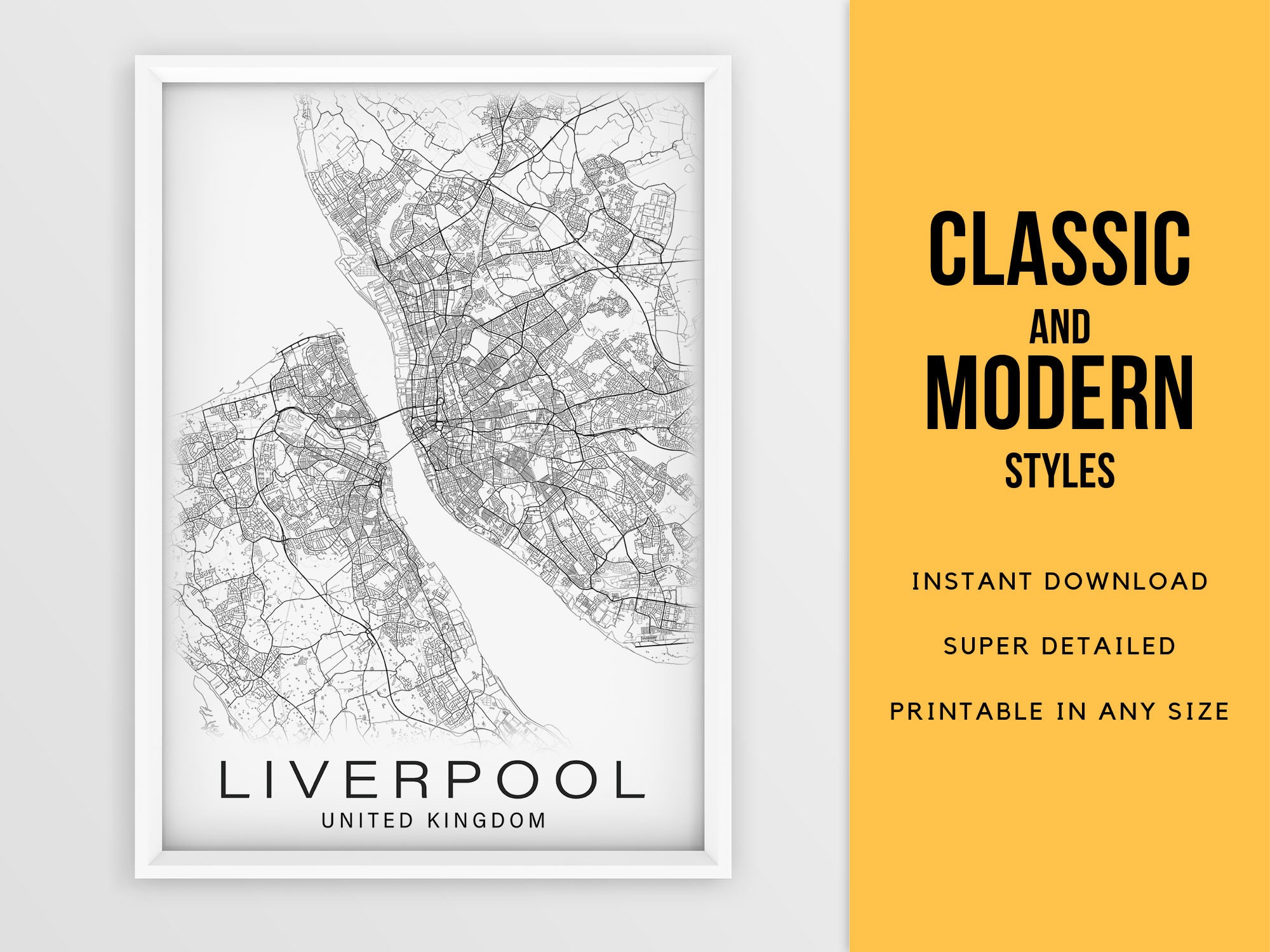 Printable Map of Liverpool England United Kingdom UK - Etsy