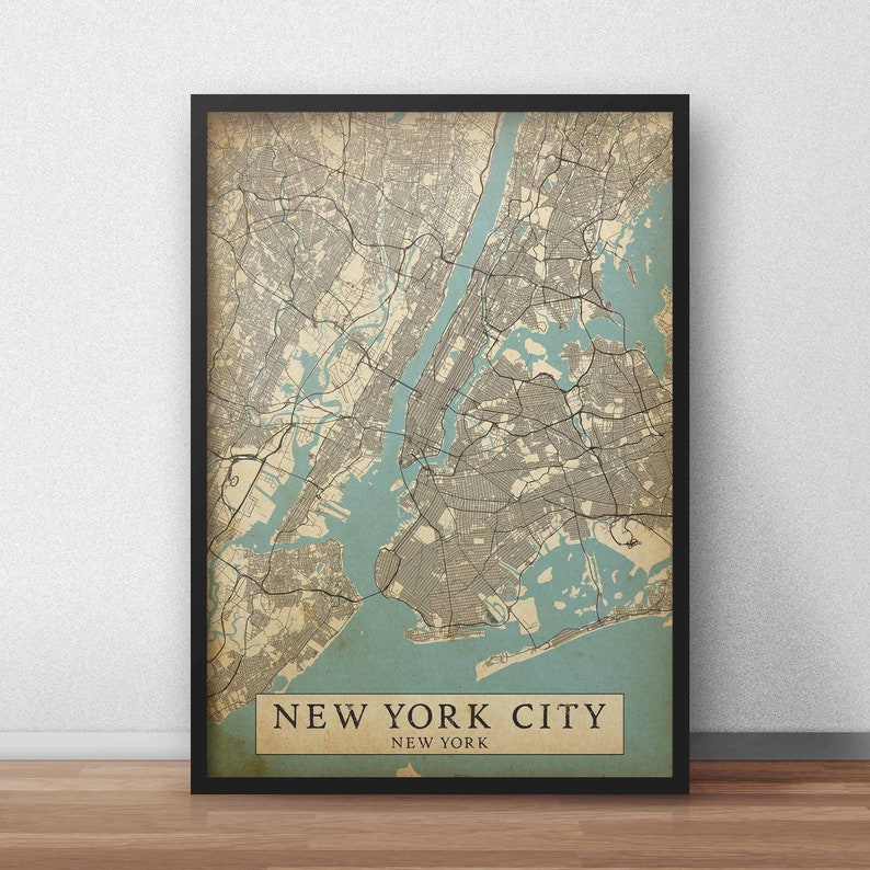 Vintage Style Map of New York United States Instant - Etsy