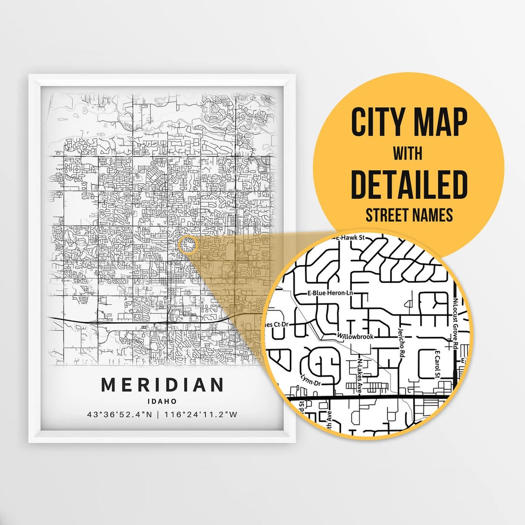 Printable Map of Meridian, Idaho, USA With Street Names - Instant ...