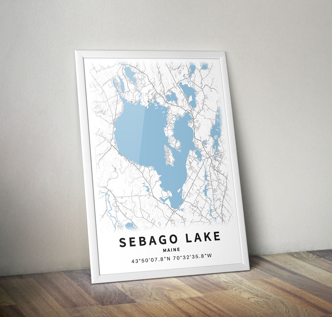 Printable Map of Sebago Lake Maine United States Instant - Etsy
