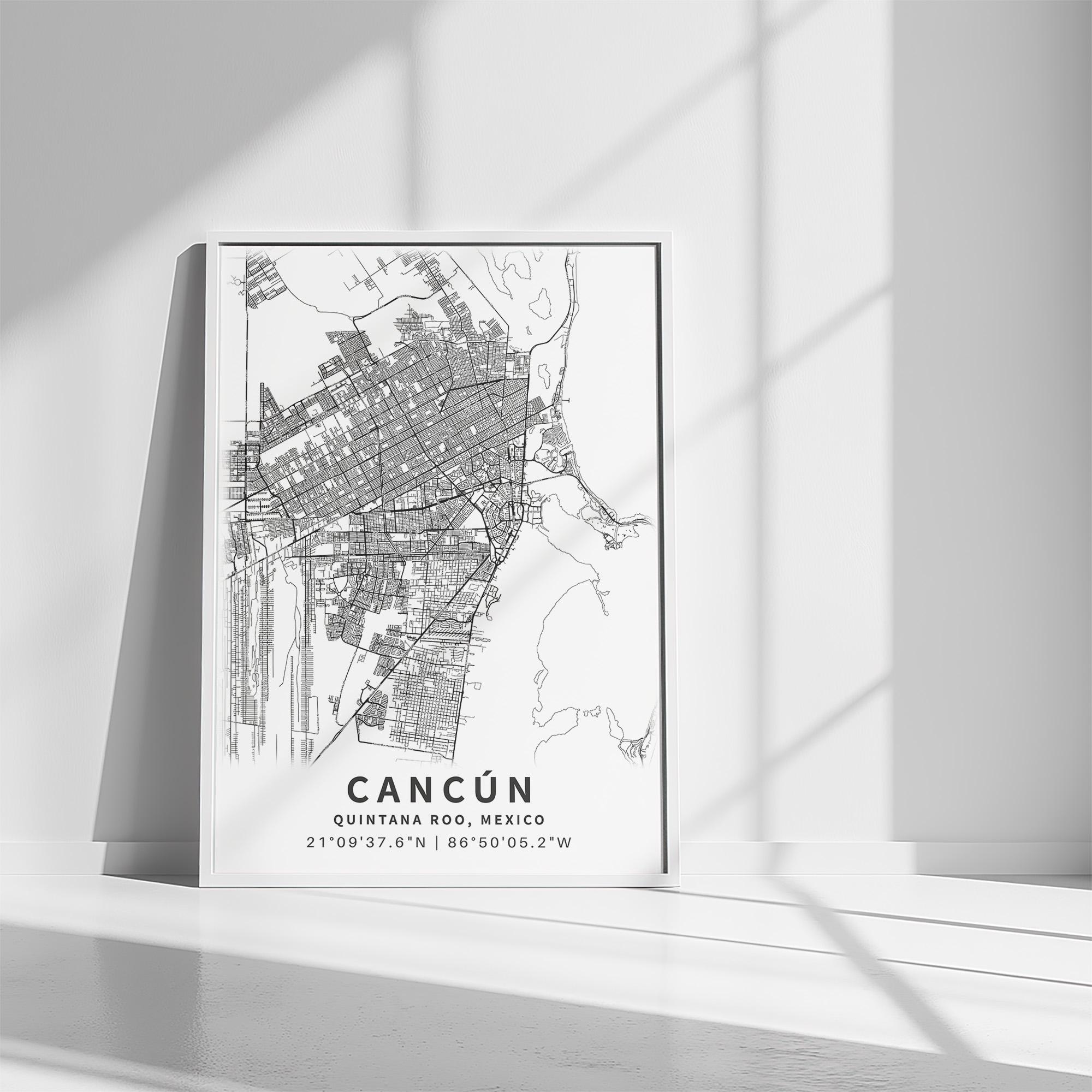 Cancun Mexico Map With Street Names, Printable Cancun City Poster ...