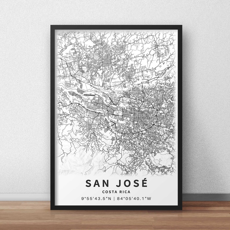 Printable Map of San José Costa Rica With Street Names - Etsy