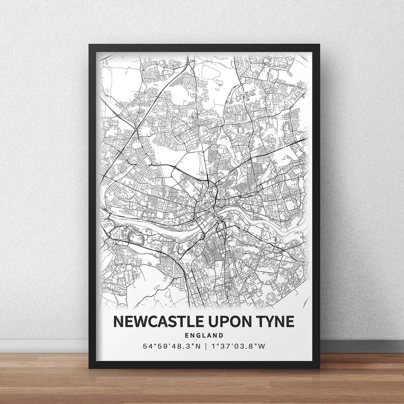 Printable Map of Newcastle Upon Tyne, England, UK With Street Names ...