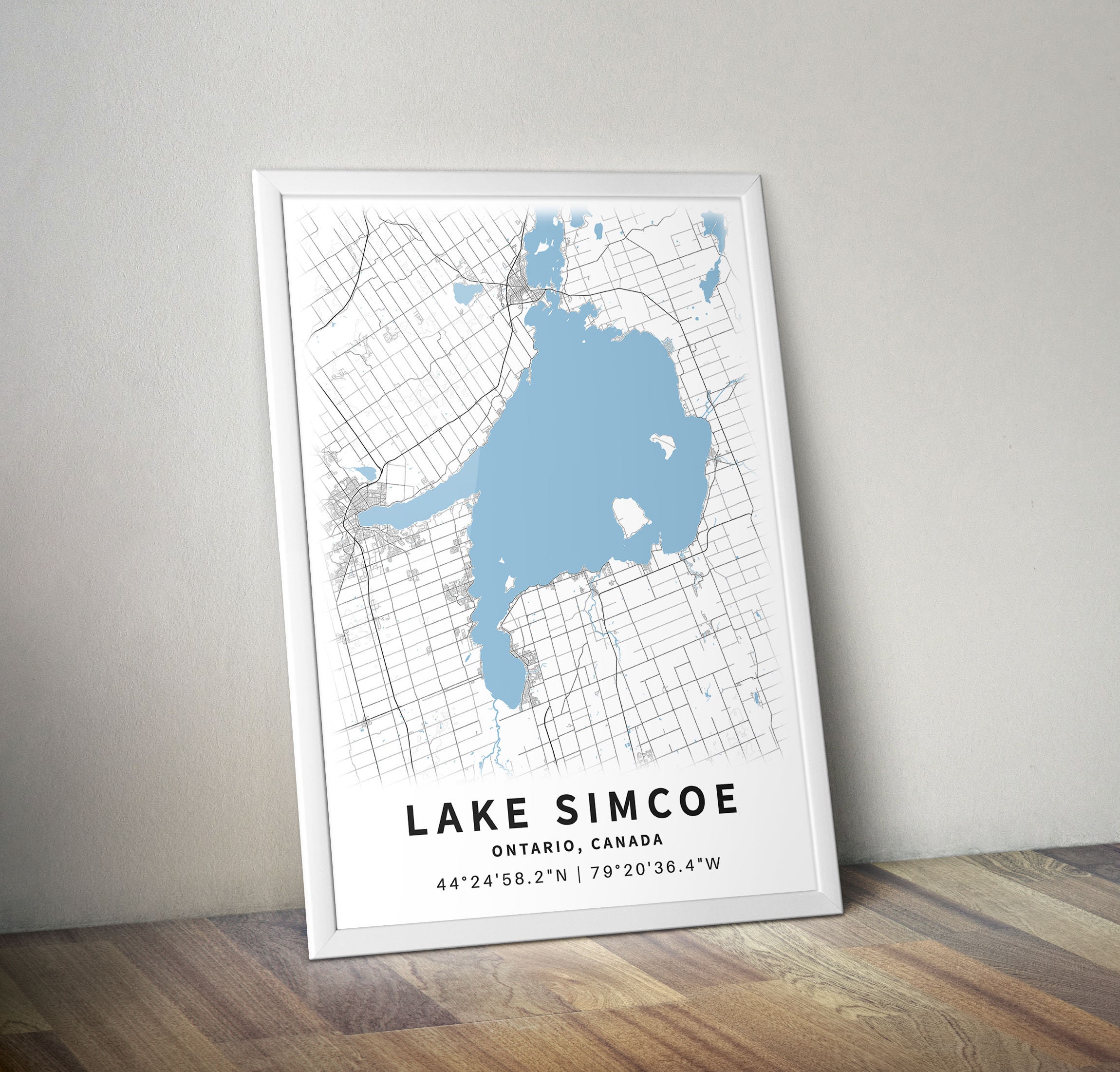 Printable Map of Lake Simcoe, Ontario, Canada - Instant Download \ Lake ...