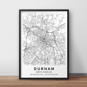 Printable Map of Durham, North Carolina, USA With Street Names ...