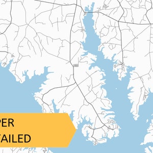 Printable Map of Sam Rayburn Reservoir, Texas - Instant Download \ Lake ...