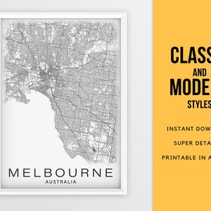 Printable Map of Melbourne, Australia Instant Download City Map Wall ...