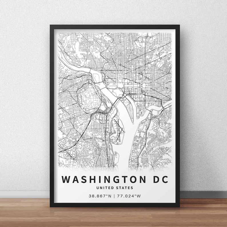 Printable Map of Washington DC, USA With Street Names - Instant ...