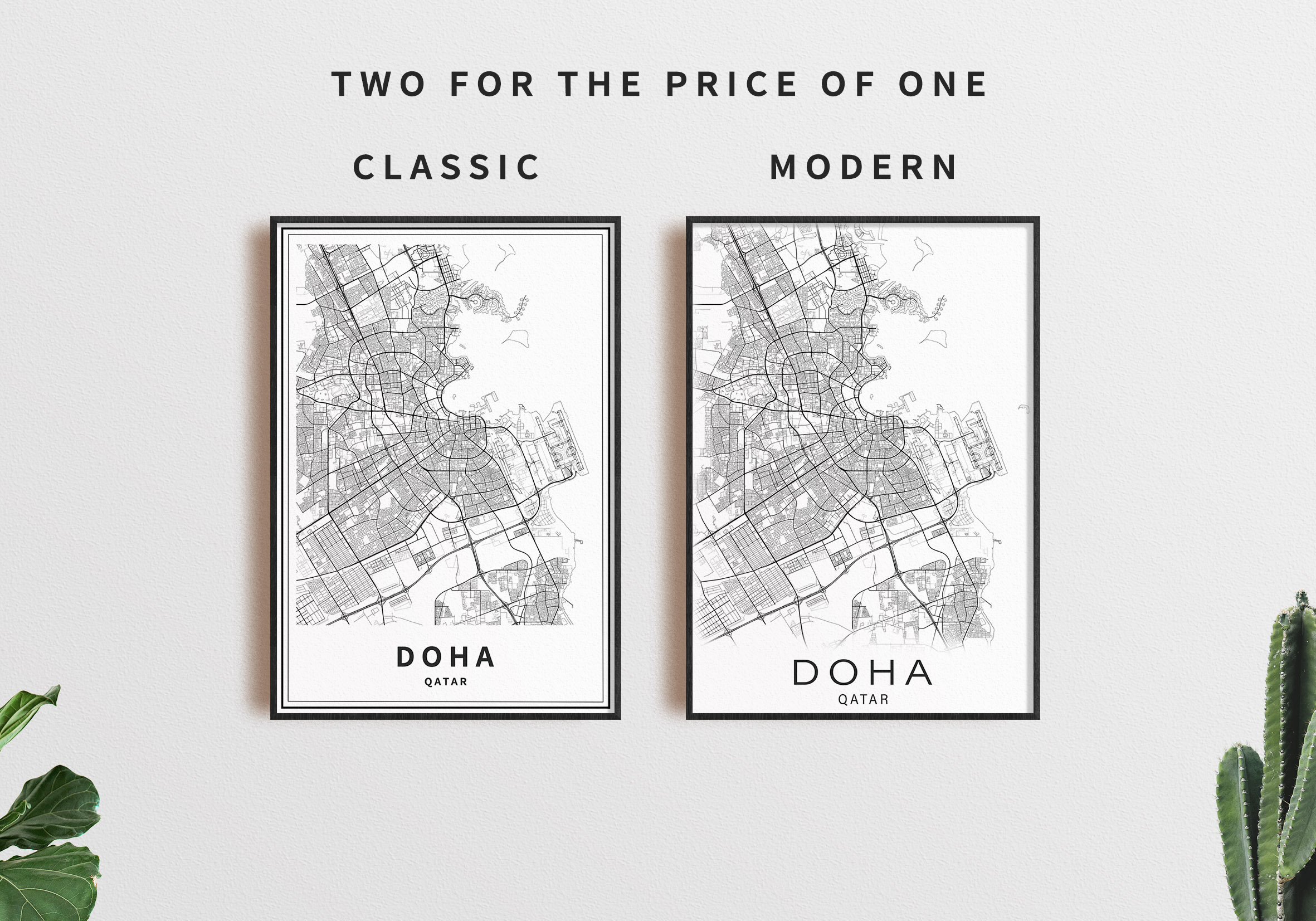Doha Qatar mapa imprimir Doha mapa de la ciudad descarga - Etsy México