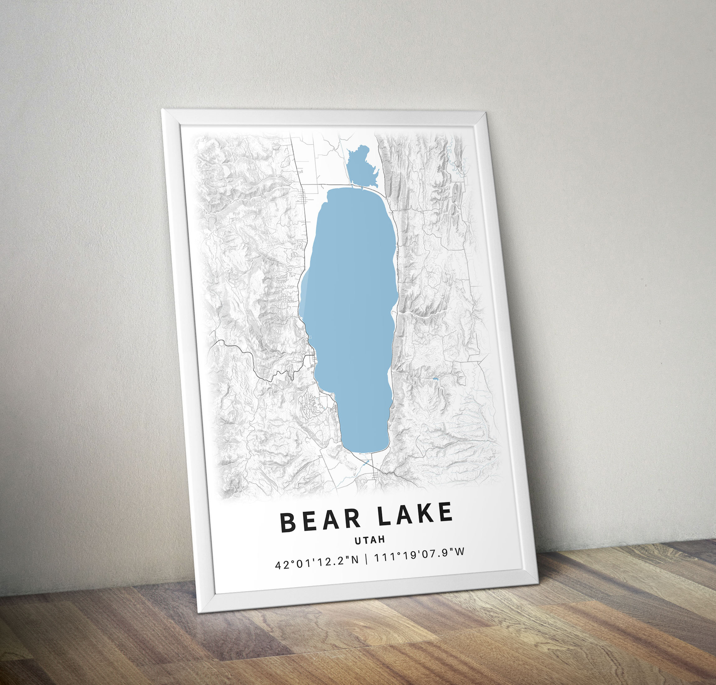 Printable Map of Bear Lake Utah and Idaho United States - Etsy
