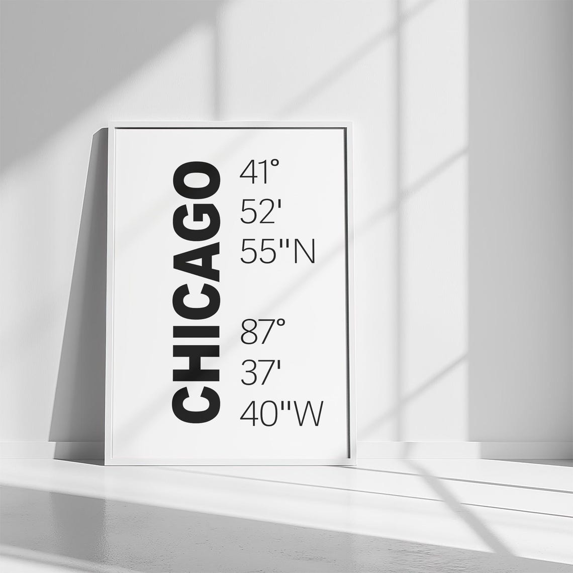 Chicago Coordinates Poster, Printable GPS Wall Art – Chicago Print ...