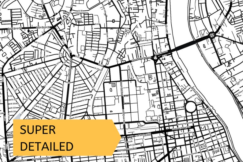 Printable Map of Phnom Penh Cambodia With Street Names - Etsy
