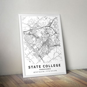 Printable Map of State College, Pennsylvania, USA With Street Names ...