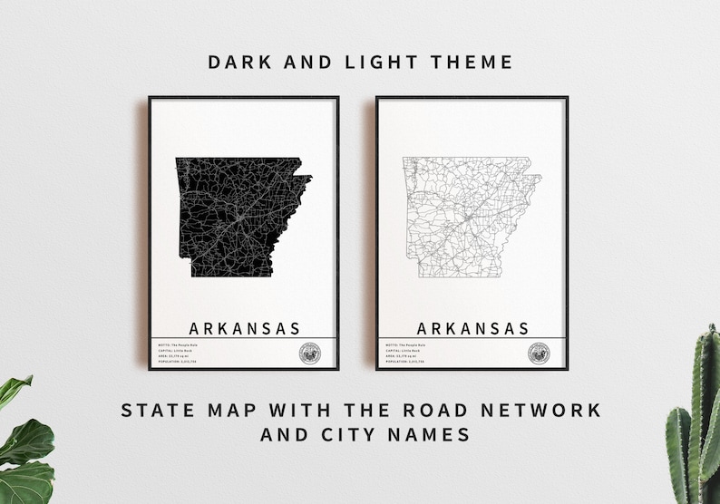 Printable Map of Arkansas USA With City Names Instant - Etsy