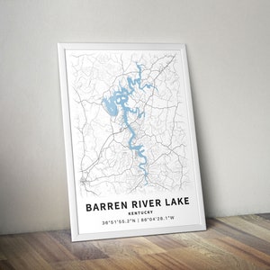 Printable Map of Barren River Lake, Kentucky, US - Instant Download ...