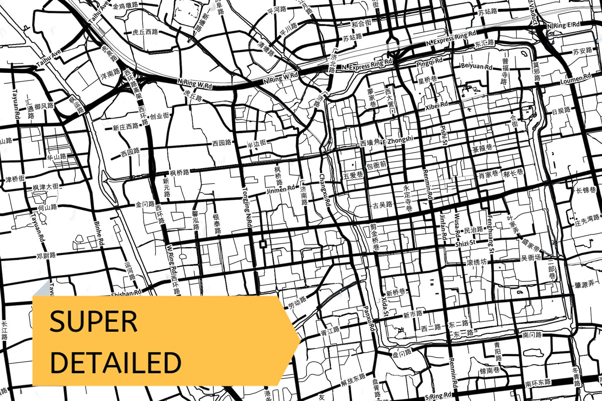 Printable Map of Suzhou 苏州 Map Print With Street Names - Etsy