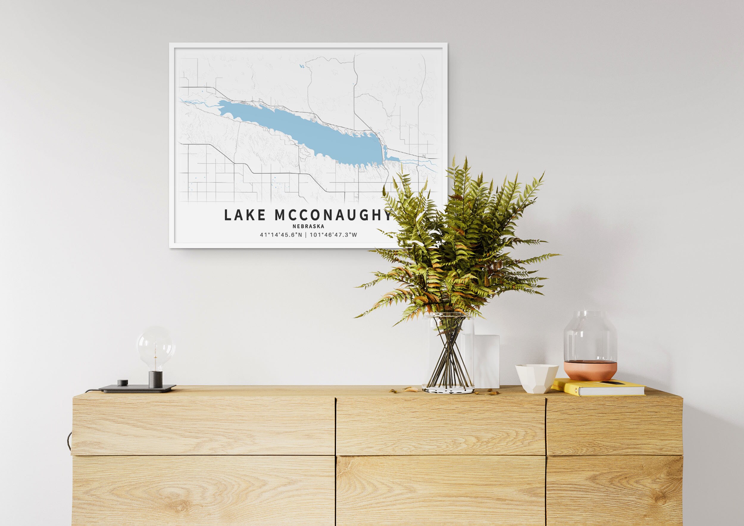 Printable Map of Lake Mcconaughy Nebraska United States - Etsy