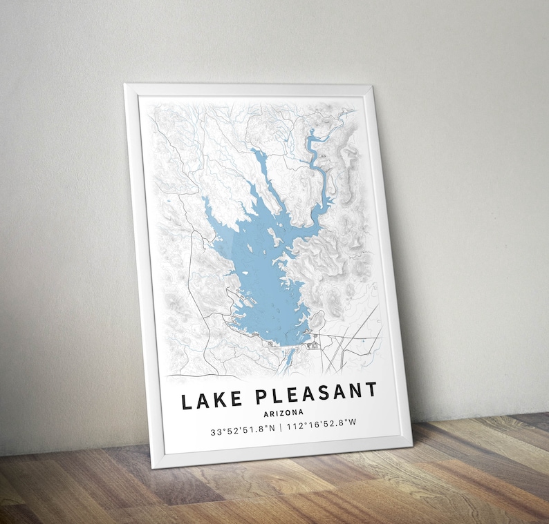 Lake Pleasant Map Poster, Arizona Printable Lake House Decor (instant ...