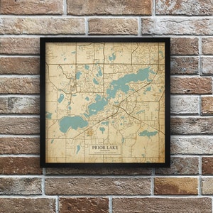 Printable Vintage Style Map of Prior Lake, Minnesota, USA With City ...