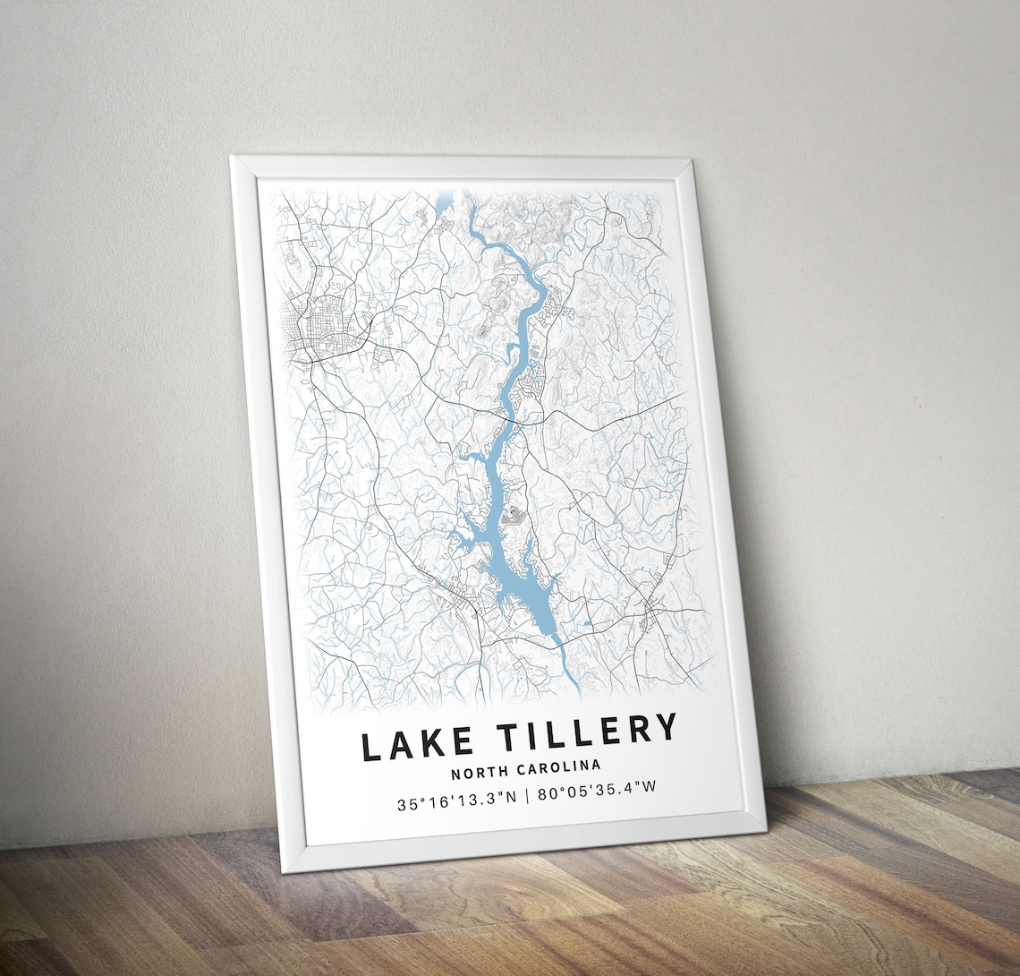 Printable Map of Lake Tillery North Carolina United States - Etsy
