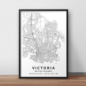 Printable Map of Victoria, British Columbia, Canada With Street Names ...