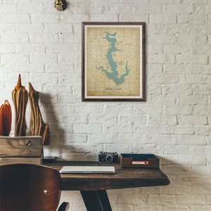 Vintage Style Map of Perry Lake, Kansas, USA With City Names - Instant ...