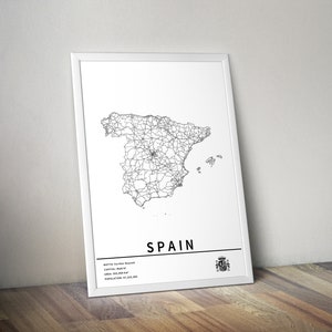 Printable Map of Spain With City Names and Roads - Instant Download ...