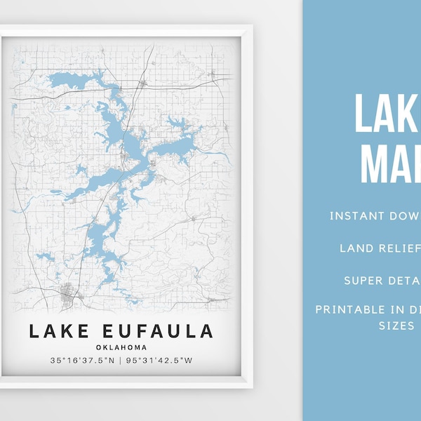 Eufaula Lake Map - Etsy