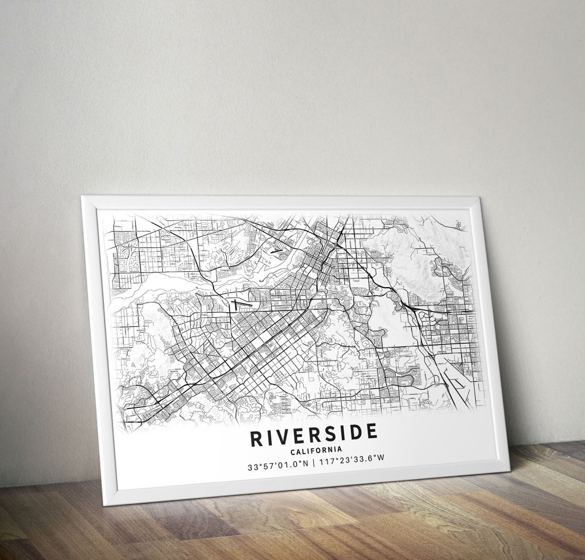 Printable Map of Riverside, California, USA With Street Names - Instant ...