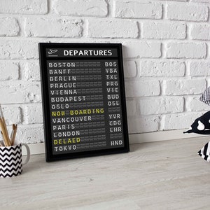 Custom Airport Departures Board - Digital Download \ Wall Art \ Travel ...