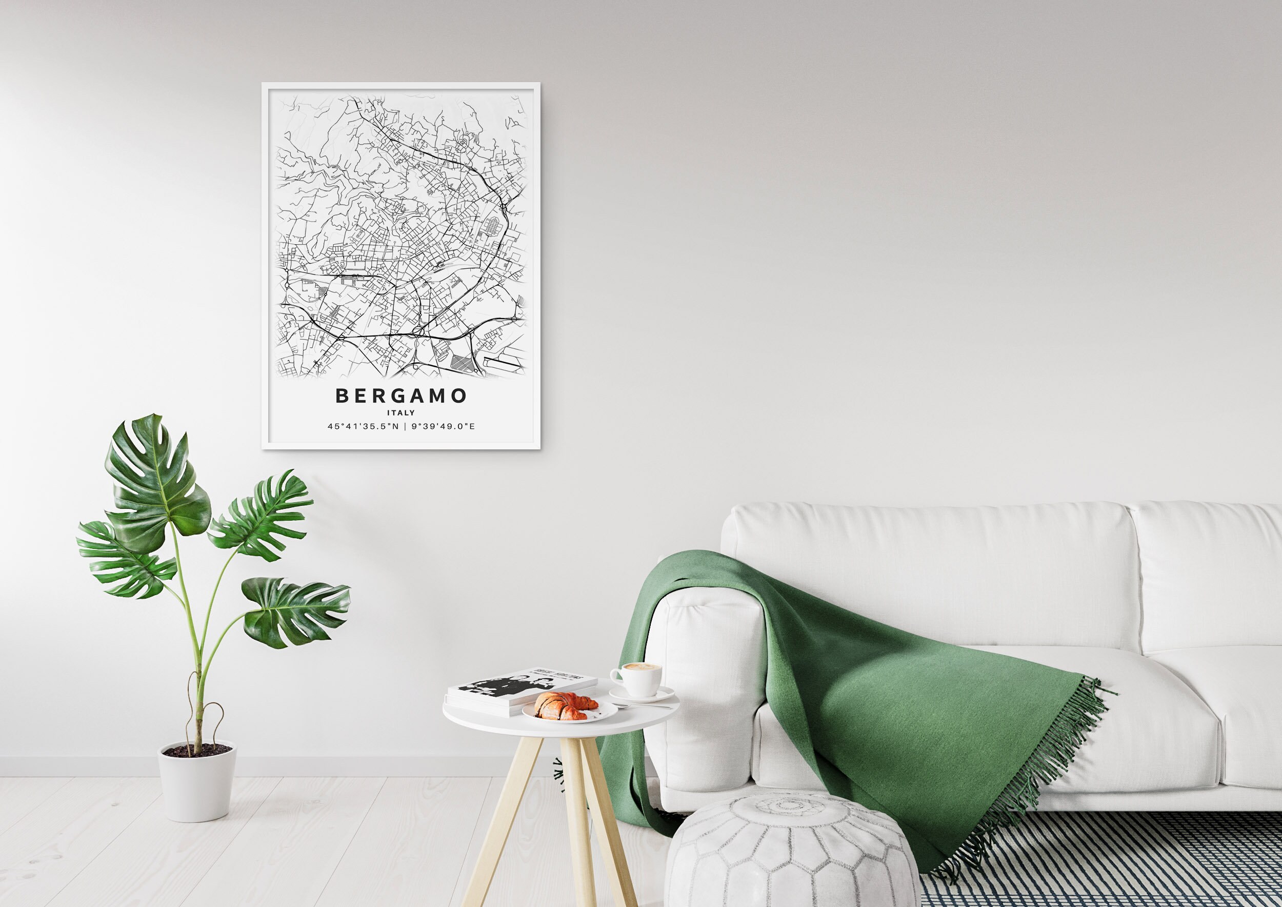 Printable Map of Bergamo, Italy With Street Names - Instant Download ...