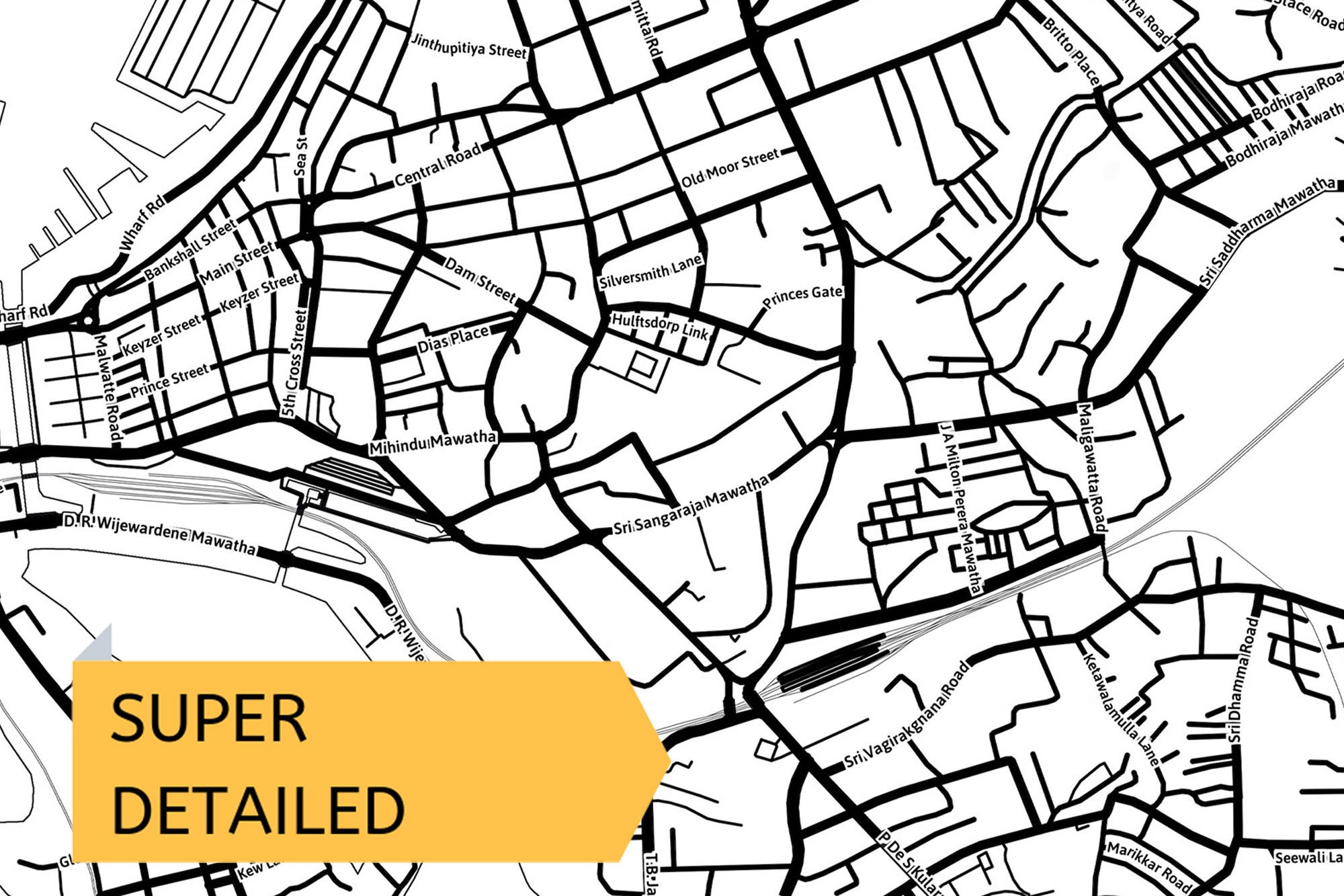 Printable Map of Colombo Sri Lanka With Street Names - Etsy