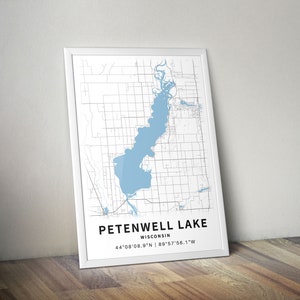 Printable Map of Petenwell Lake, Wisconsin, US - Instant Download ...