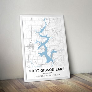 Printable Map of Fort Gibson Lake, Oklahoma, US - Instant Download ...