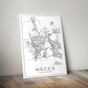 Printable Map of Mecca, Saudi Arabia Instant Download City Map Wall Art ...