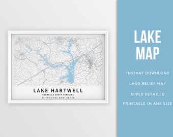Lake Hartwell Map Printable - Etsy