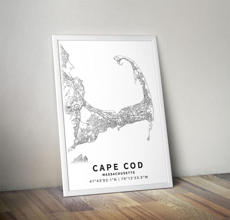 Cape Cod Map With Street Names, Printable Massachusetts City Poster ...